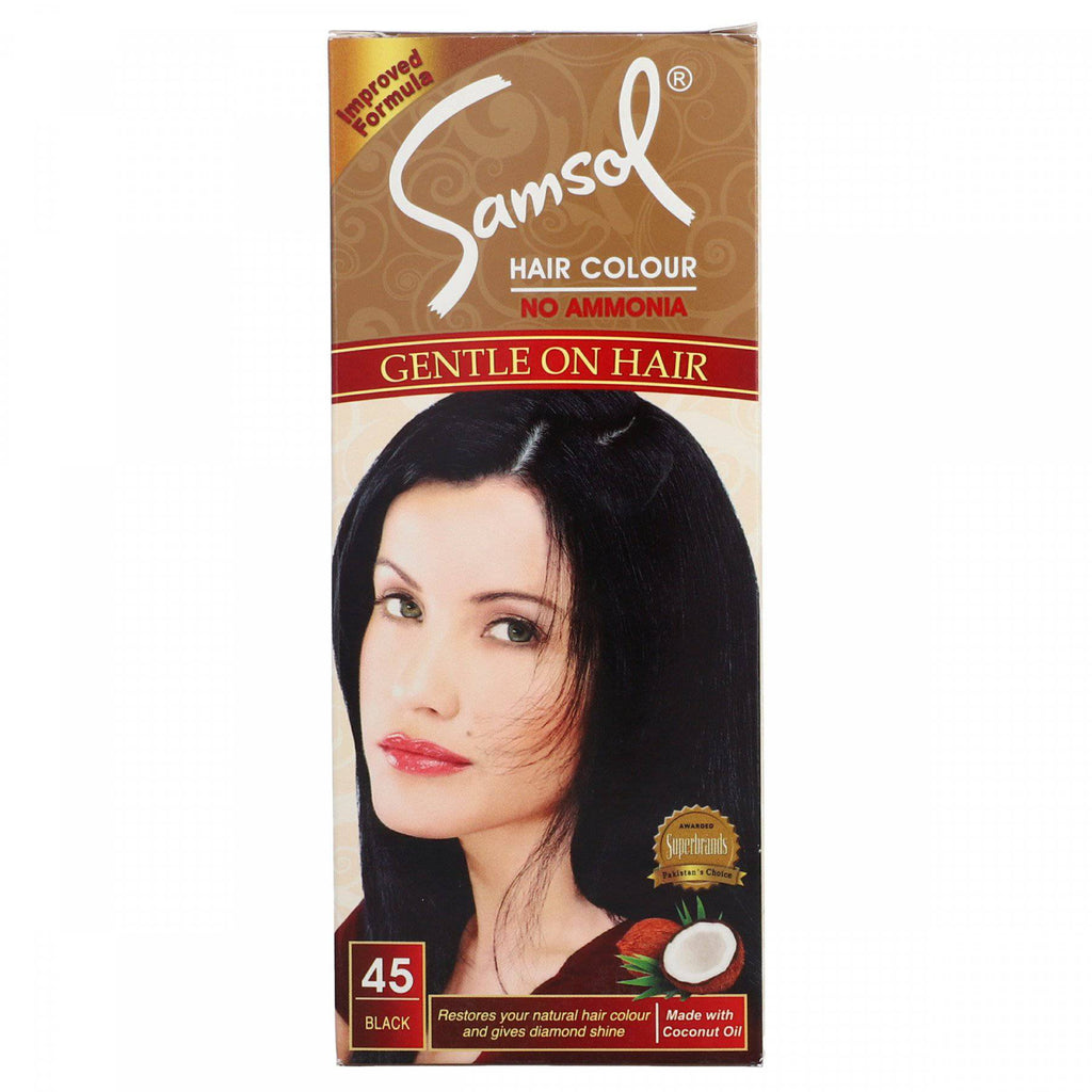 Samsol Hair Color No Ammonia Gentle Hair Color 45 Black – HKarim Buksh