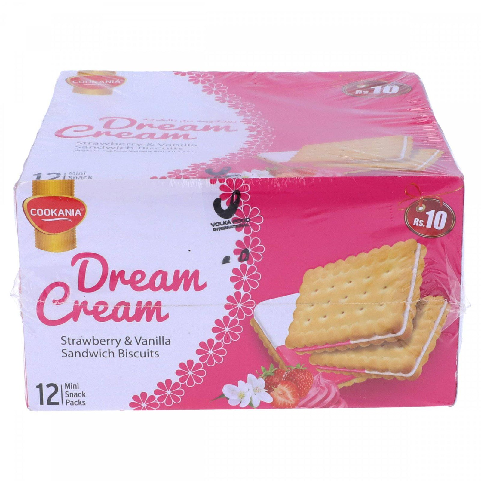 Cookania Dream Cream Strawberry and Vanilla Sandwich Biscuits 12 Mini ...